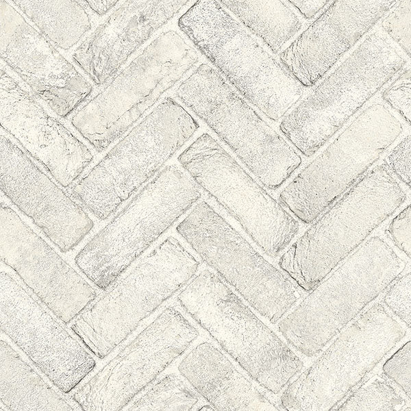 4134-72532 | Wildflower, Canelle Brick Herringbone - Chesapeake Wallpa
