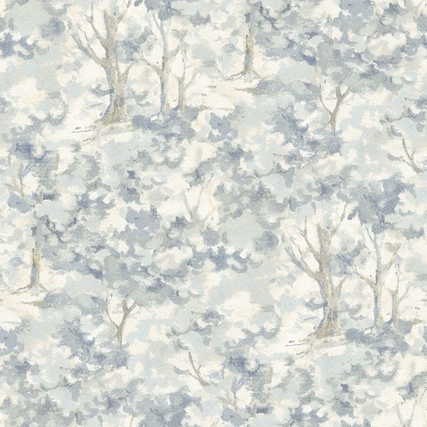 Sample - 4169-83108 Chesapeake Wallpaper, Thicket Blue Forest Oak & Mo
