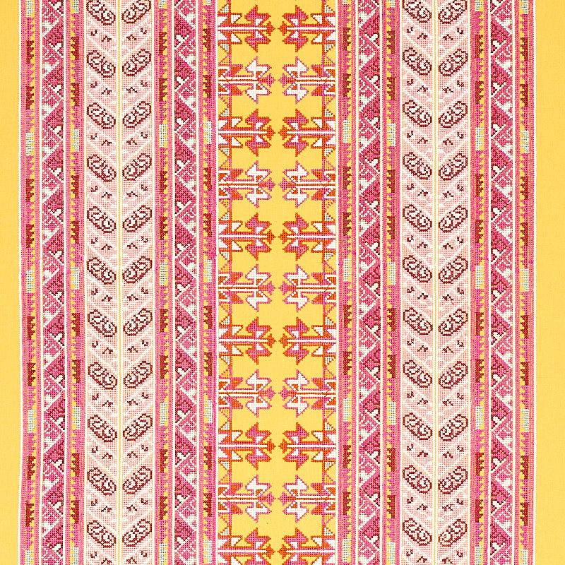 Sample - 79622 Vinka Embroidery, Pink & Yellow by Schumacher Fabric