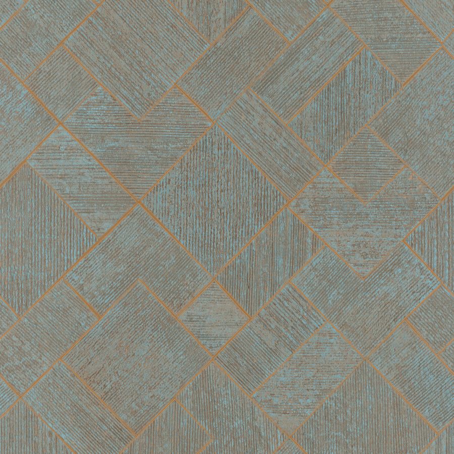 Sample - Ma35512 | Opulent Accents, Marquetry Teal Tile - Antonina Vel