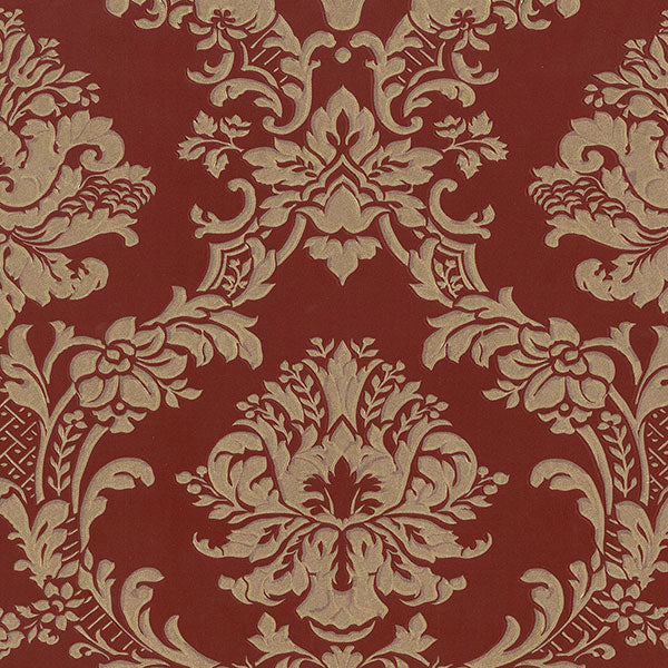 Md29434 | Silk Impressions 2, Red Damask - Norwall Wallpaper