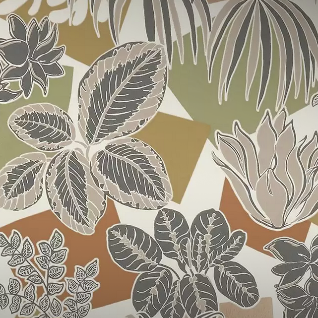 W7855-02 | Irisa, Frondoso Copper Charcoal - Osborne & Little Wallpape