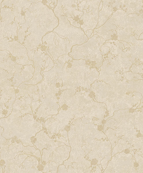 4105-86649 | Lumina, Mahina Gold Floral Vine - A-Street Wallpaper