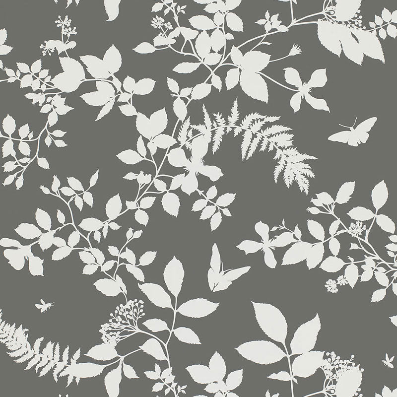 5005103 | Shadow Vine, Charcoal - Schumacher Wallpaper