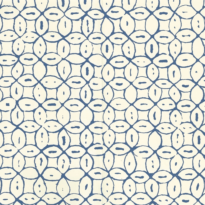 Sample 6450-05WP Melong Batik, Navy on Off White by Quadrille Wallpape