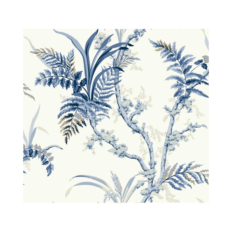 Sample GR5994 Grandmillennial, Enchanted Fern Blue York Wallpaper